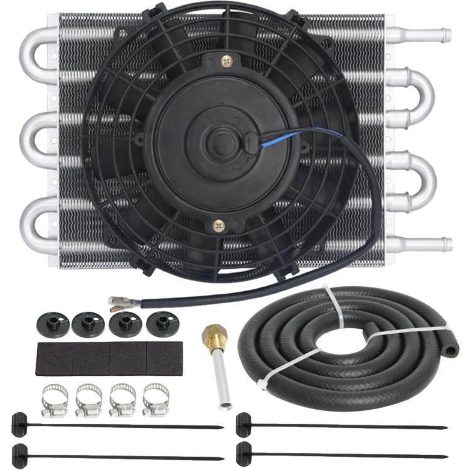 6 Pass Aluminum 6AN 3/8" Engine Transmission Oil Cooler Electric Fan ...