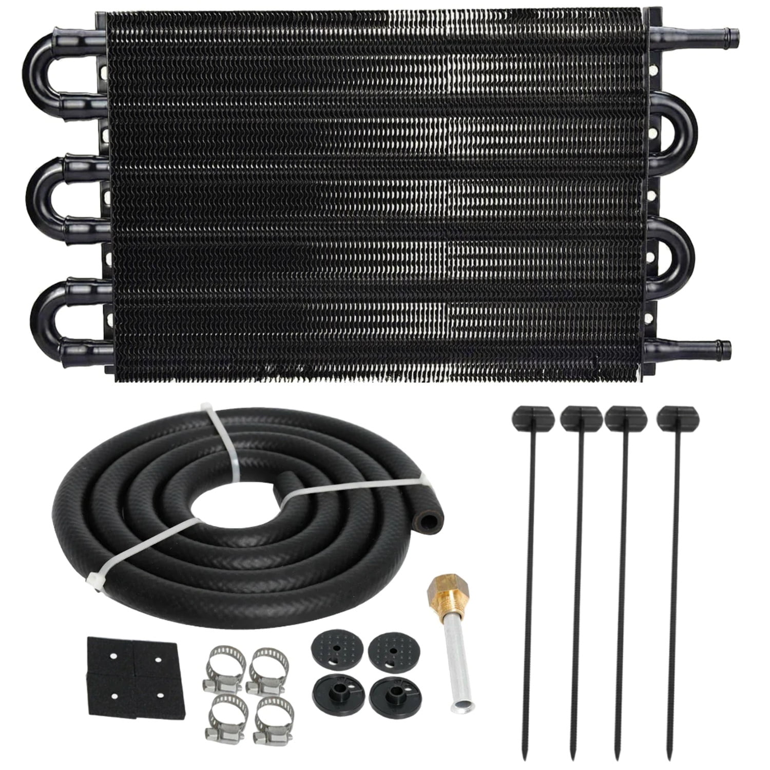 6 Pass Aluminum 6AN 3/8" Hose Line Engine Transmission Oil Cooler Kit ...