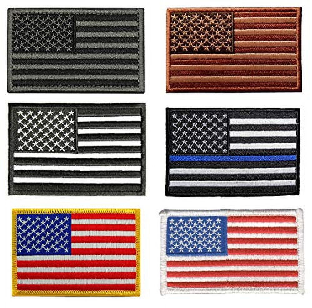 6 Pc Assorted USA Tactical American Flag Patch 100% Embroidered Thin ...