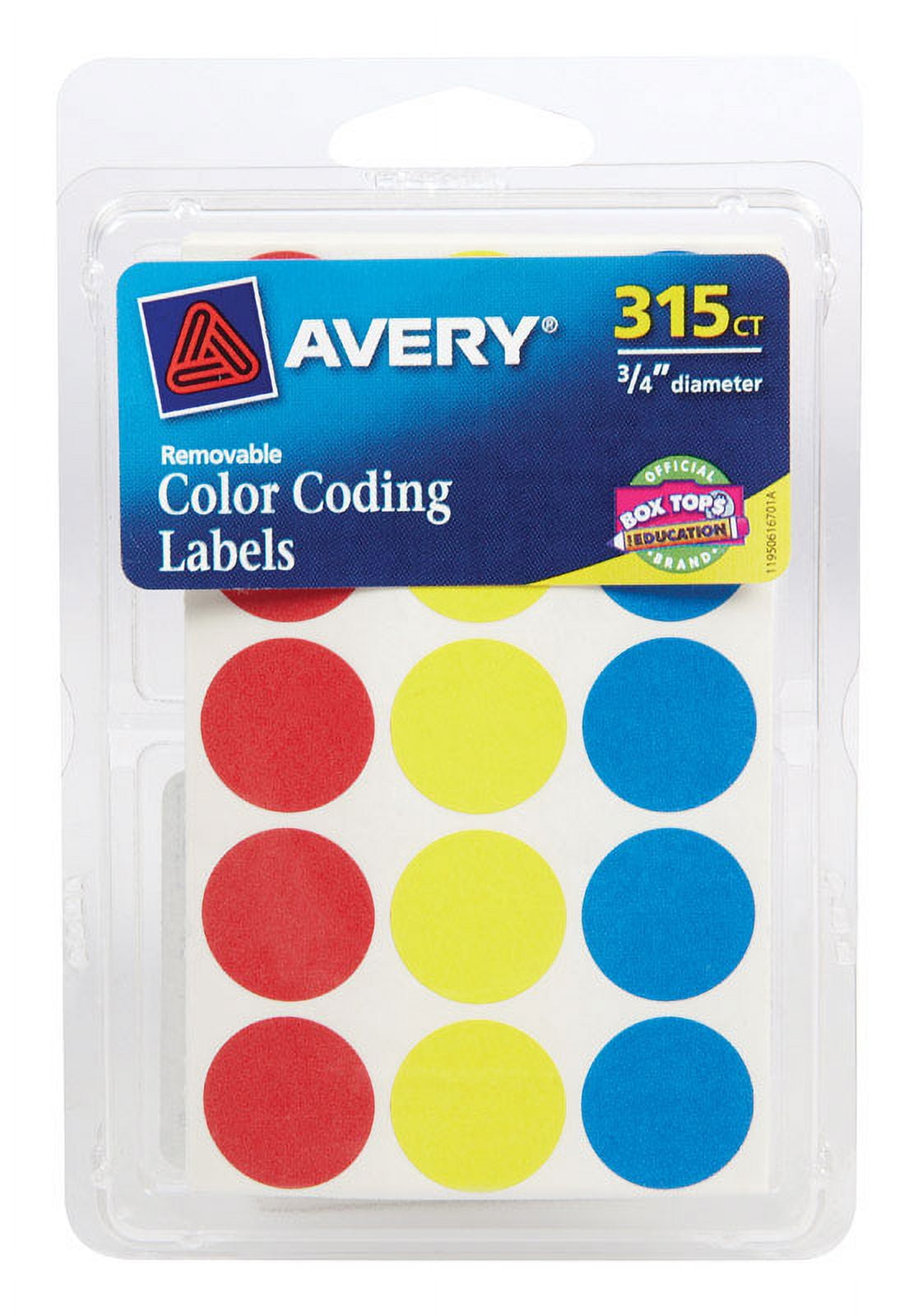 6 Pc, Avery 0.75 In. H X 3/4 In. W Round Assorted Color Coding Label ...