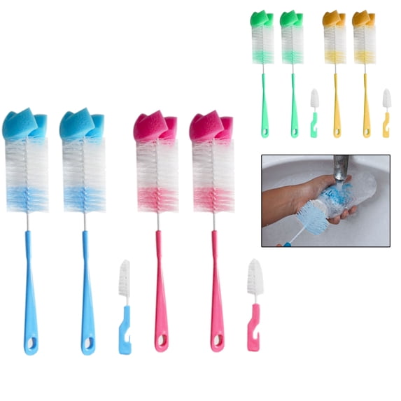 6 Pc Bottle Brush Cleaning Set Nipple Sponge Cleaner Baby Cup Pacifier ...