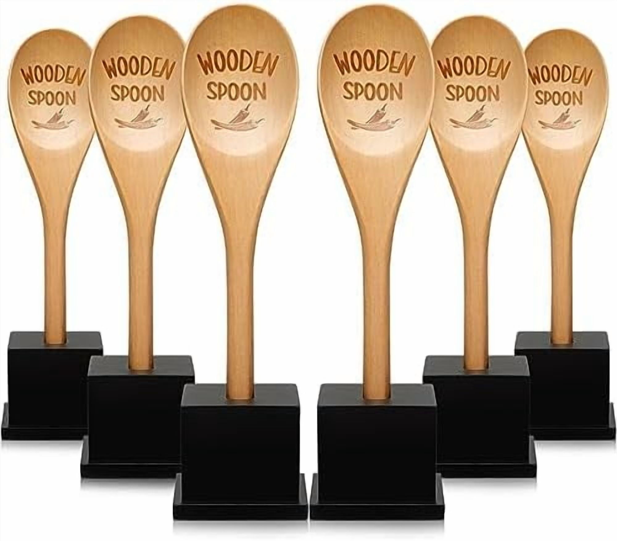 6-Pc Chili Cook-Off Trophy Set, Wooden Laser-Engraved Spoons on Trophy ...
