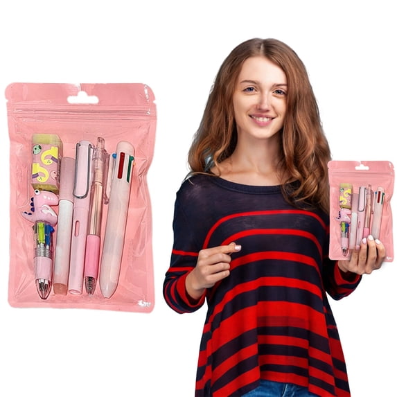 6 Pc Cute Pink Stationery Set, Kawaii Desk Supplies, All-in-One Writing ...