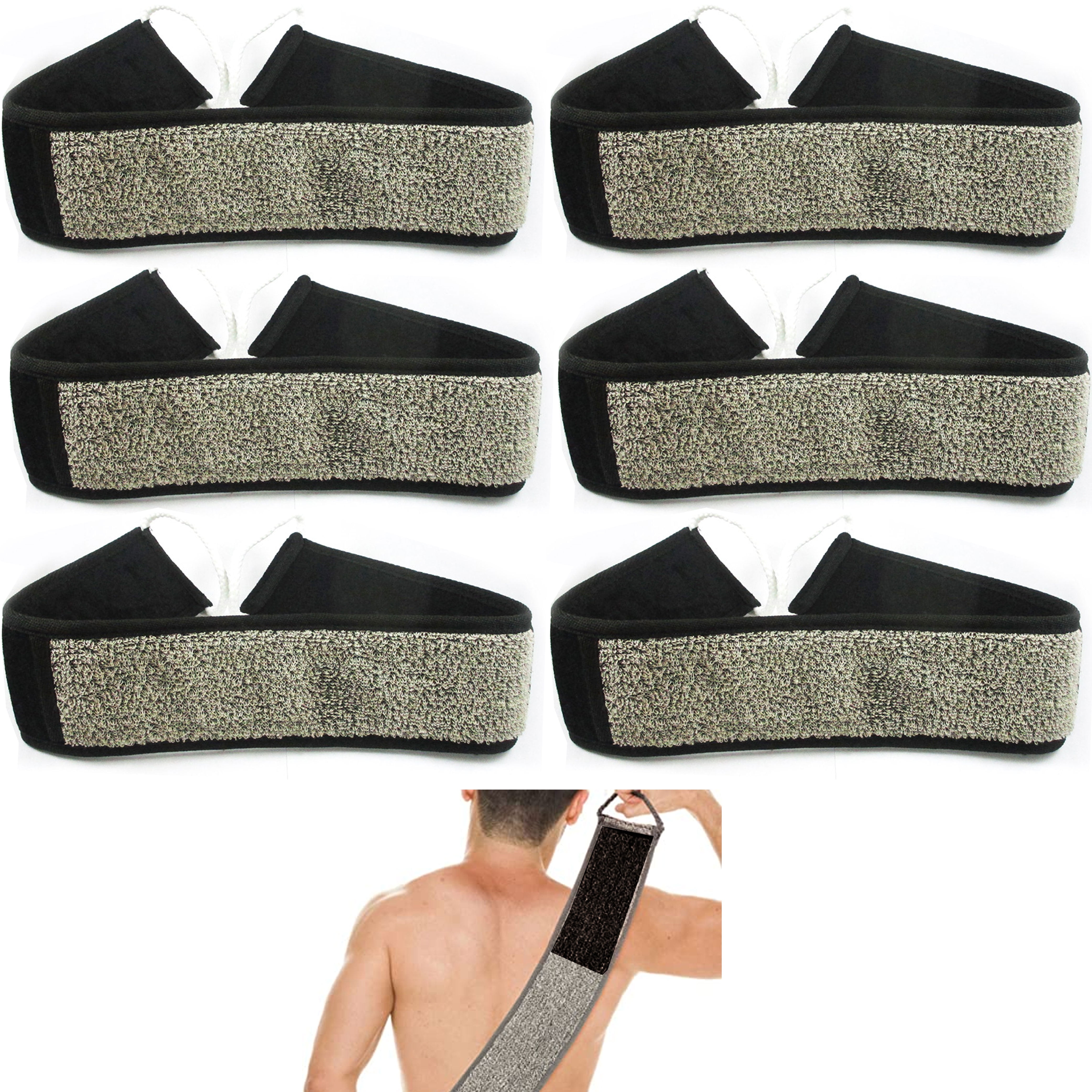 6 Pc Exfoliating Loofah Loofa Back Strap Bath Shower Body Sponge ...
