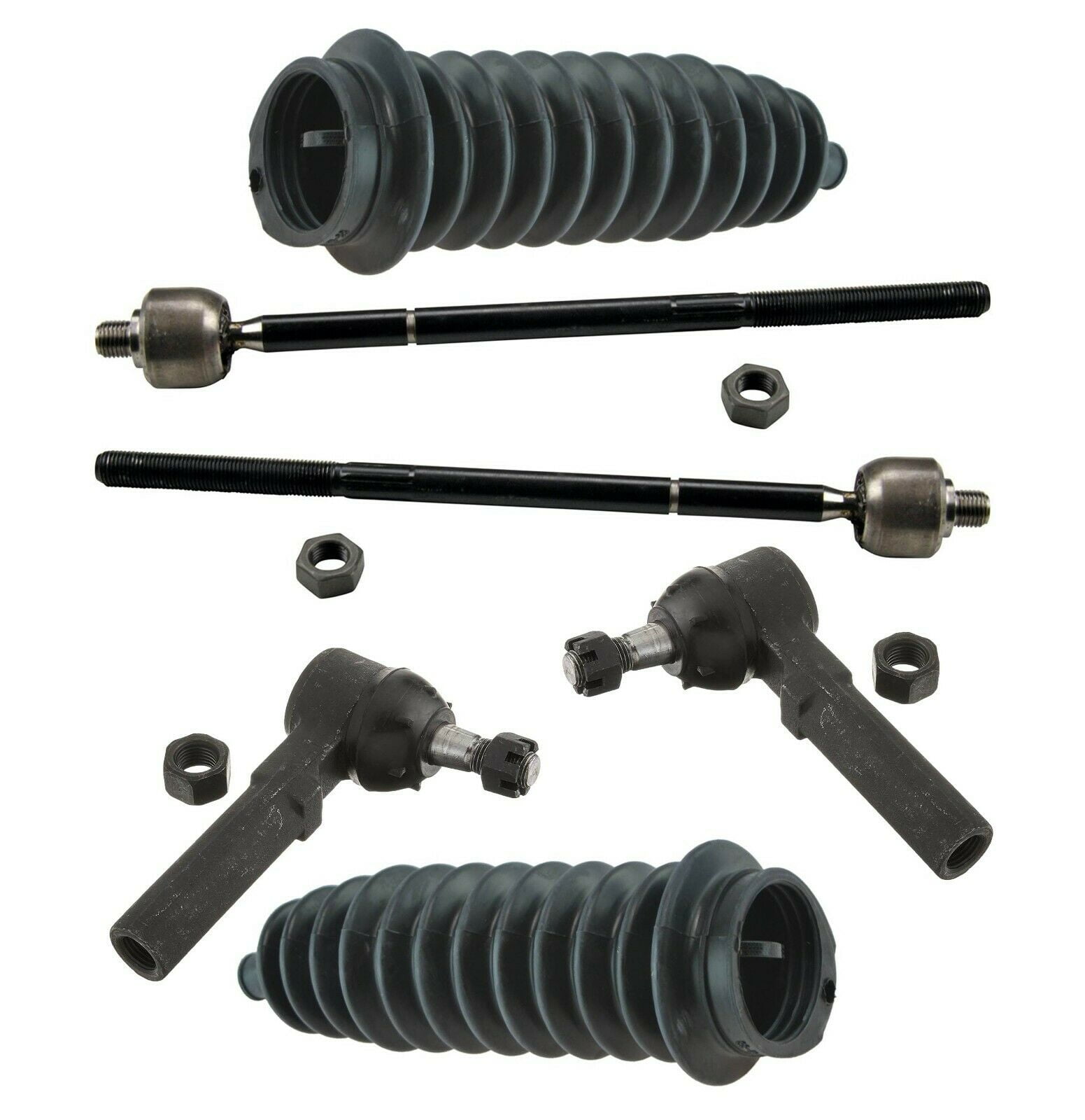 6 Pc Front Inner Outer Tie Rod Ends Boot Bellow Passenger & Driver Side Steering Kit Fits select ...