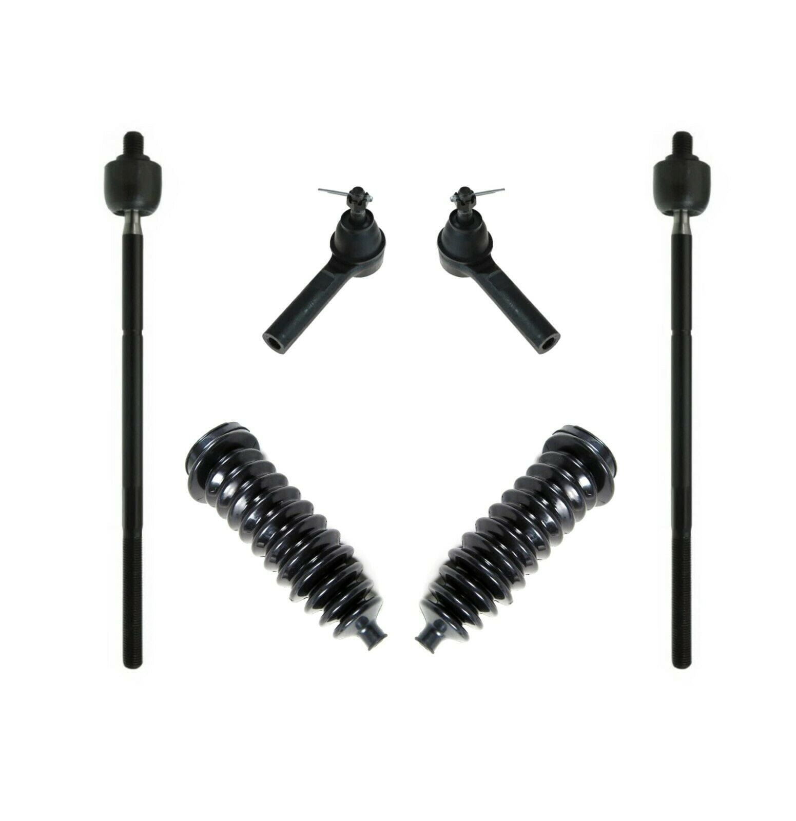 6 Pc Front Inner & Outer Tie Rod Ends Rack and Pinion Bellow Boots ...