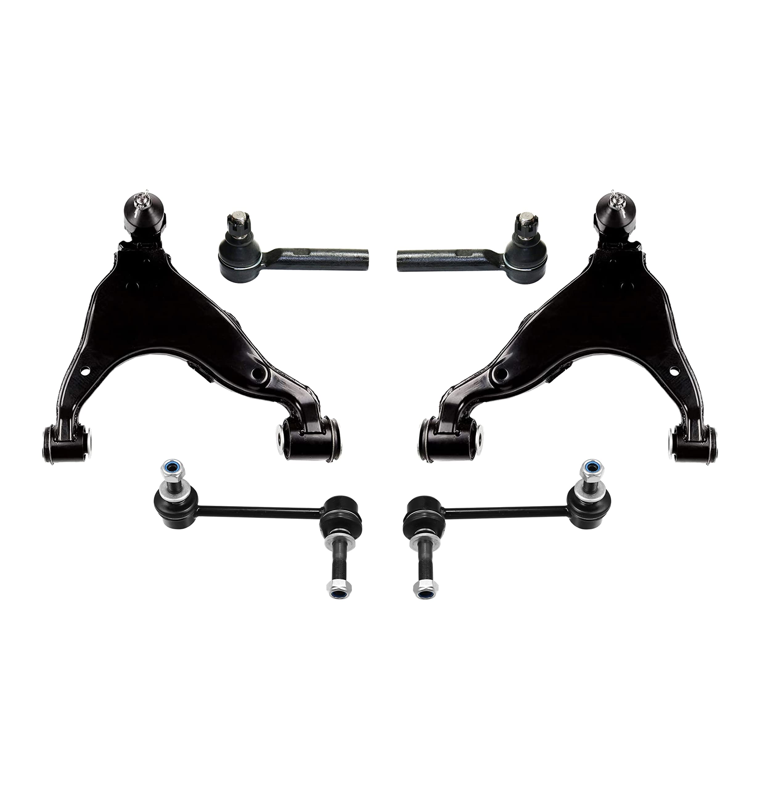 6 Pc Front Lower Control Arms, Sway Bar End Links, Outer Tie Rod Ends, Suspension Kit Fits Lexus ...