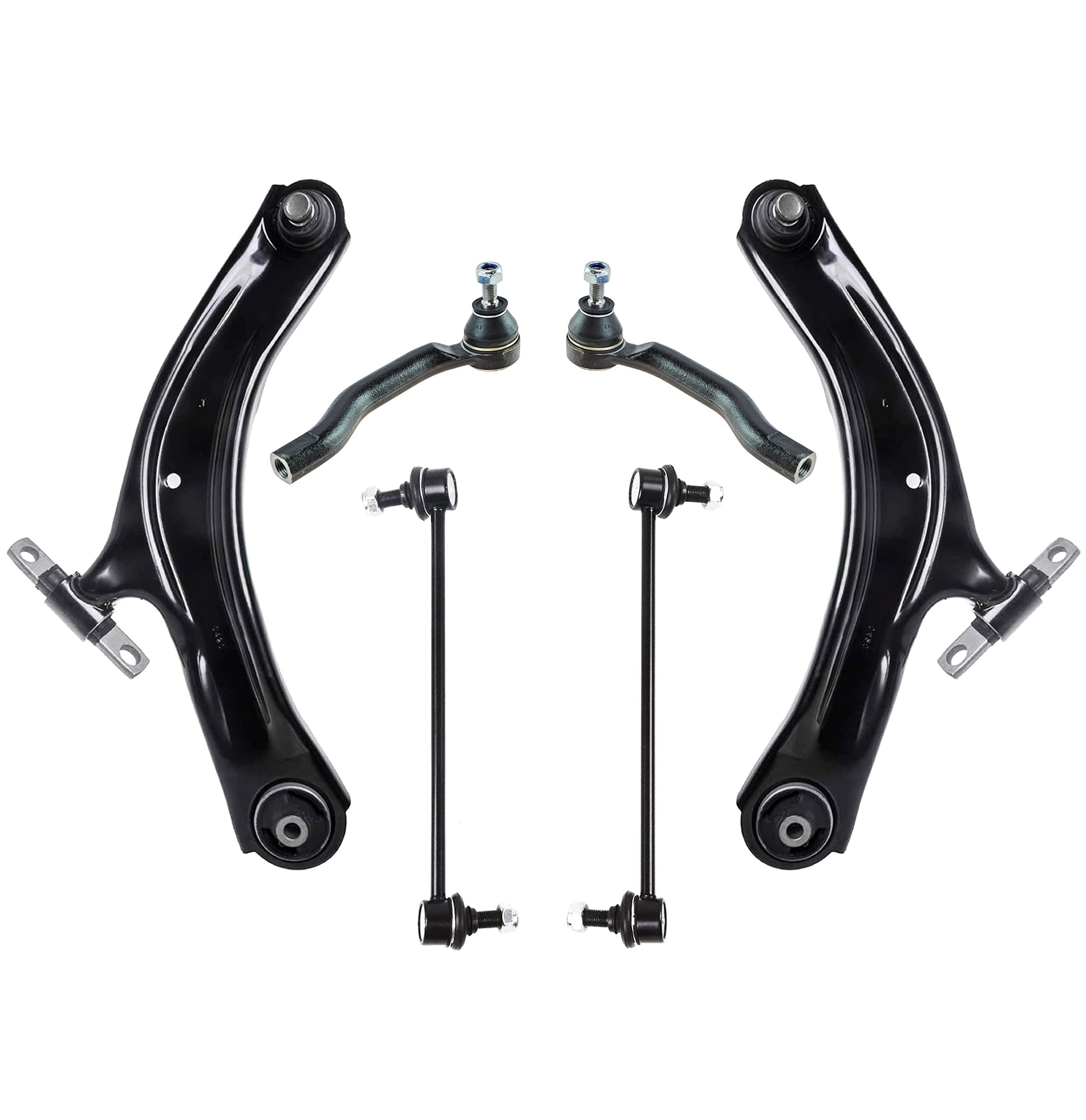 6 Pc Front Lower Control Arms with Ball Joints, Sway Bar End Links, Outer Tie Rod Ends ...