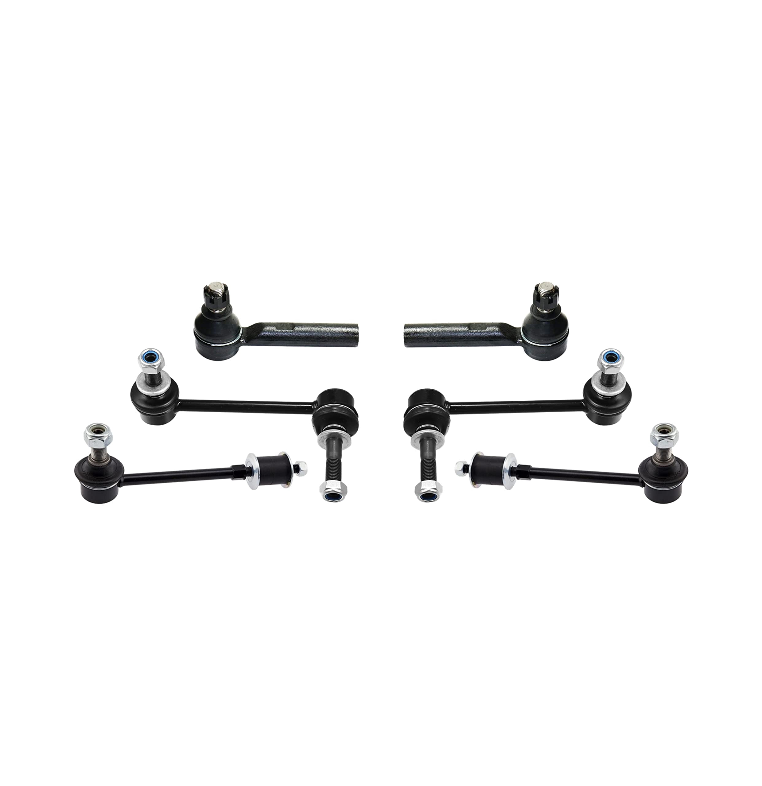 6 Pc Front & Rear Suspension Kit Sway Bar End Links and Outer Tie Rod ...