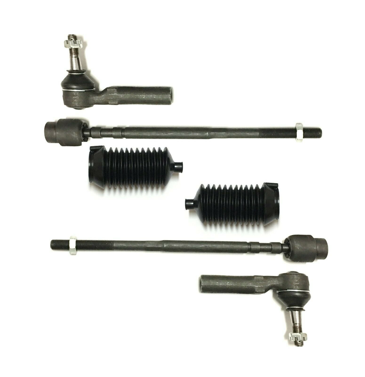 6 Pc Front Steering Kit Inner & Outer Tie Rod Ends + Rack & Pinion ...