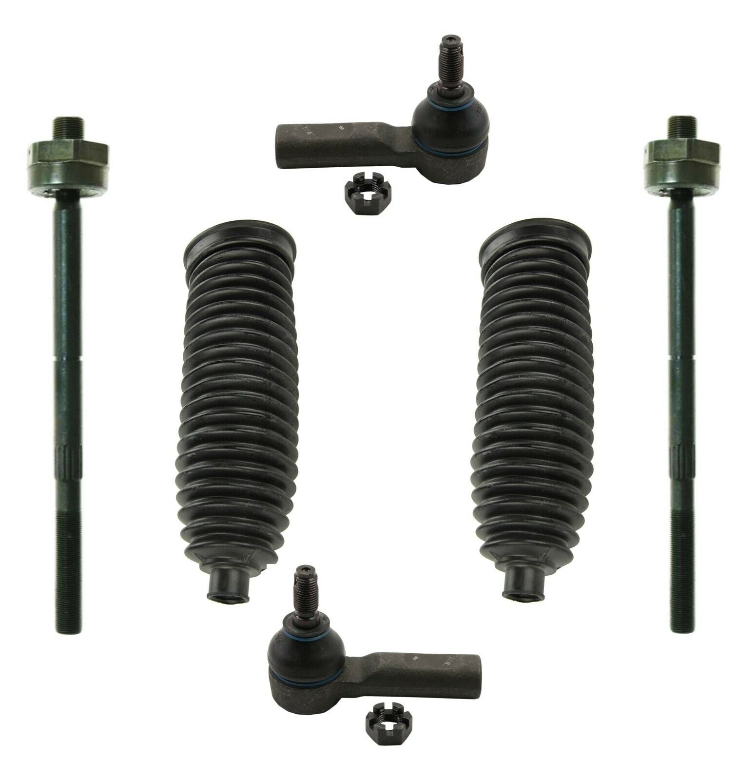 6 Pc Front Steering Kit Outer & Inner Tie Rod End (with Boot Bellows ...