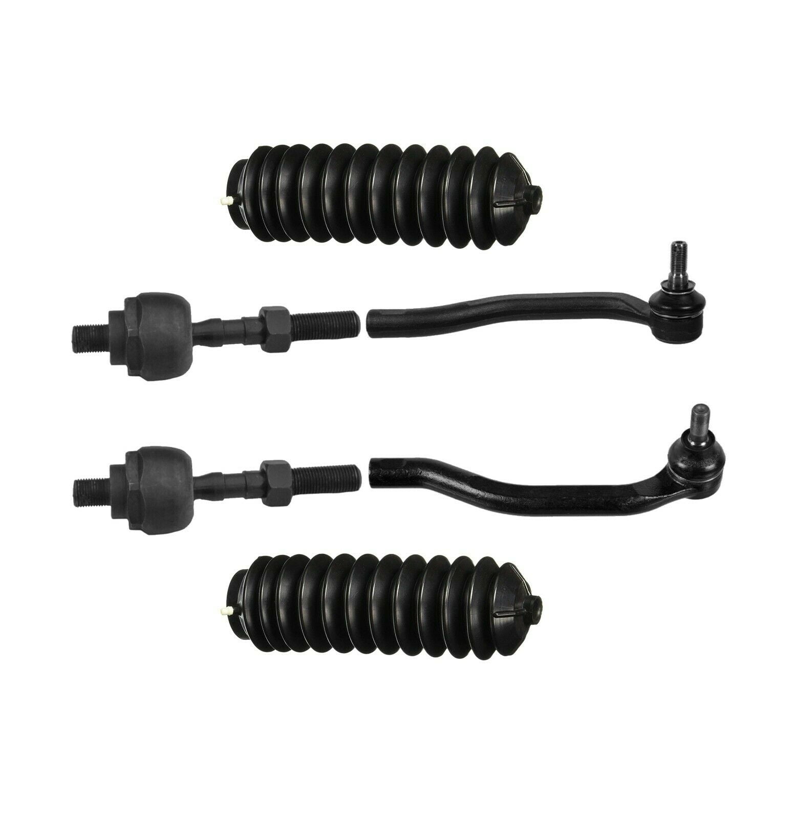 6 Pc Front Steering Outer Inner Tie Rod Ends, Rack & Pinion Bellow ...