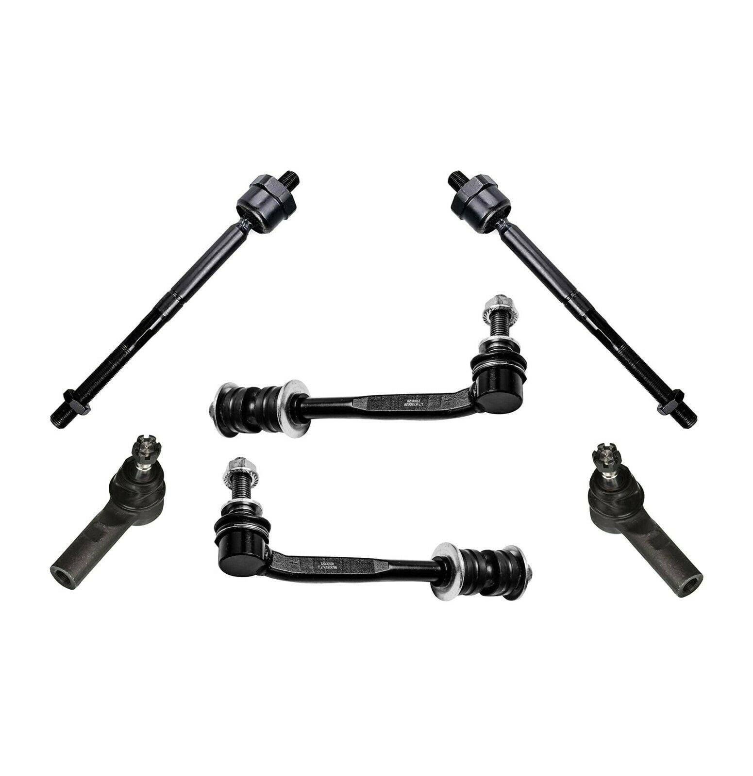6 Pc Front Suspension Kit Inner & Outer Tie Rod Ends Sway Bars 5-LUG ...
