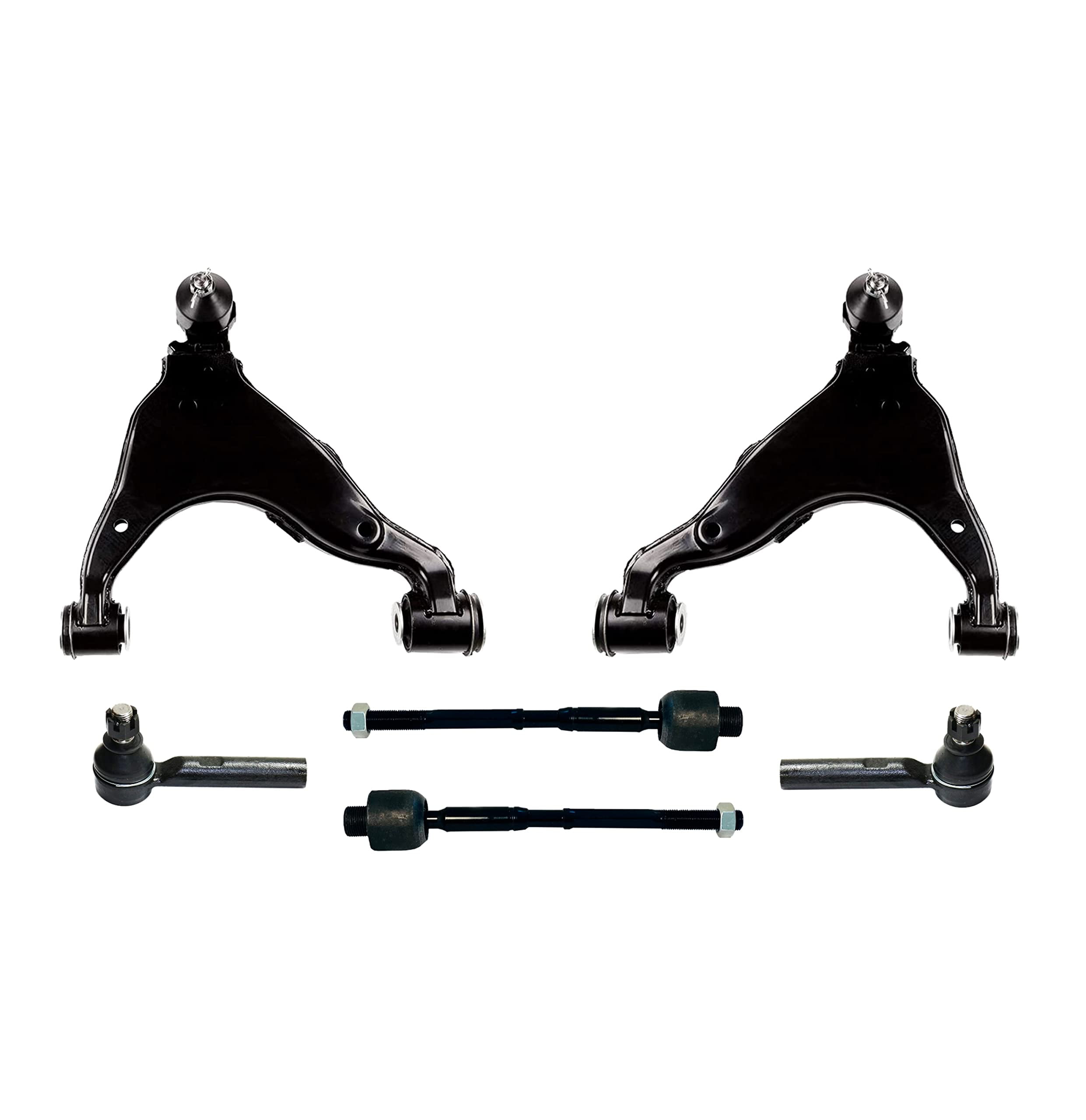 6 Pc Front Suspension Kit Lower Control Arms + Outer & Inner Tie Rod ...