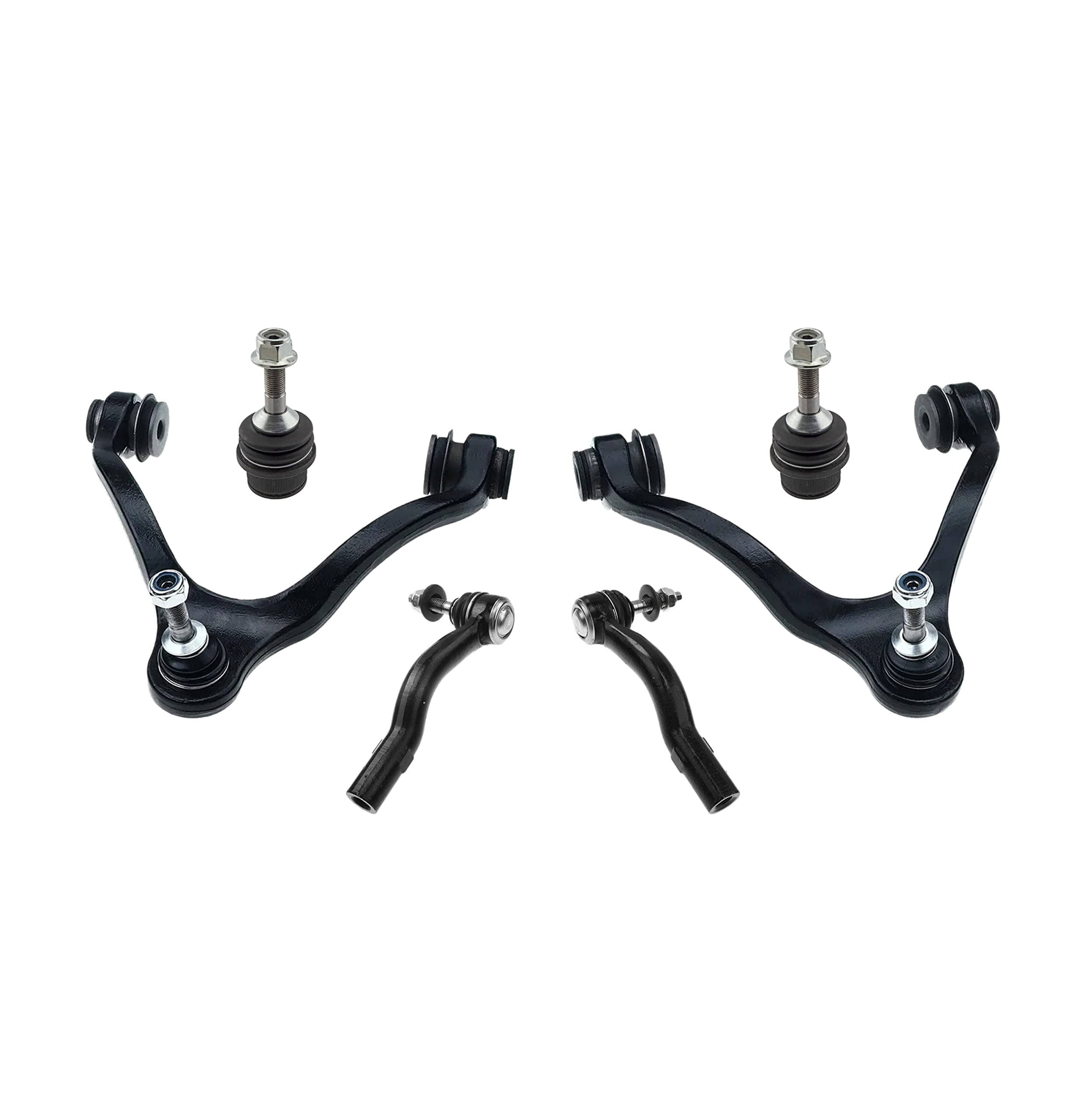 6 Pc Front Upper Control Arms, Lower Ball Joints, Outer Tie Rod Ends ...