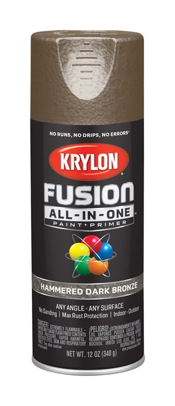 6 Pc, Krylon Fusion All-In-One Hammered Dark Bronze Paint+Primer Spray ...
