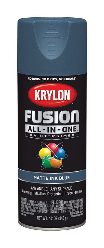 6 Pc, Krylon Fusion All-In-One Matte Ink Blue Paint+Primer Spray Paint ...