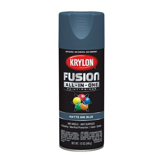 6 Pc, Krylon Fusion All-In-One Matte Ink Blue Paint+Primer Spray Paint ...