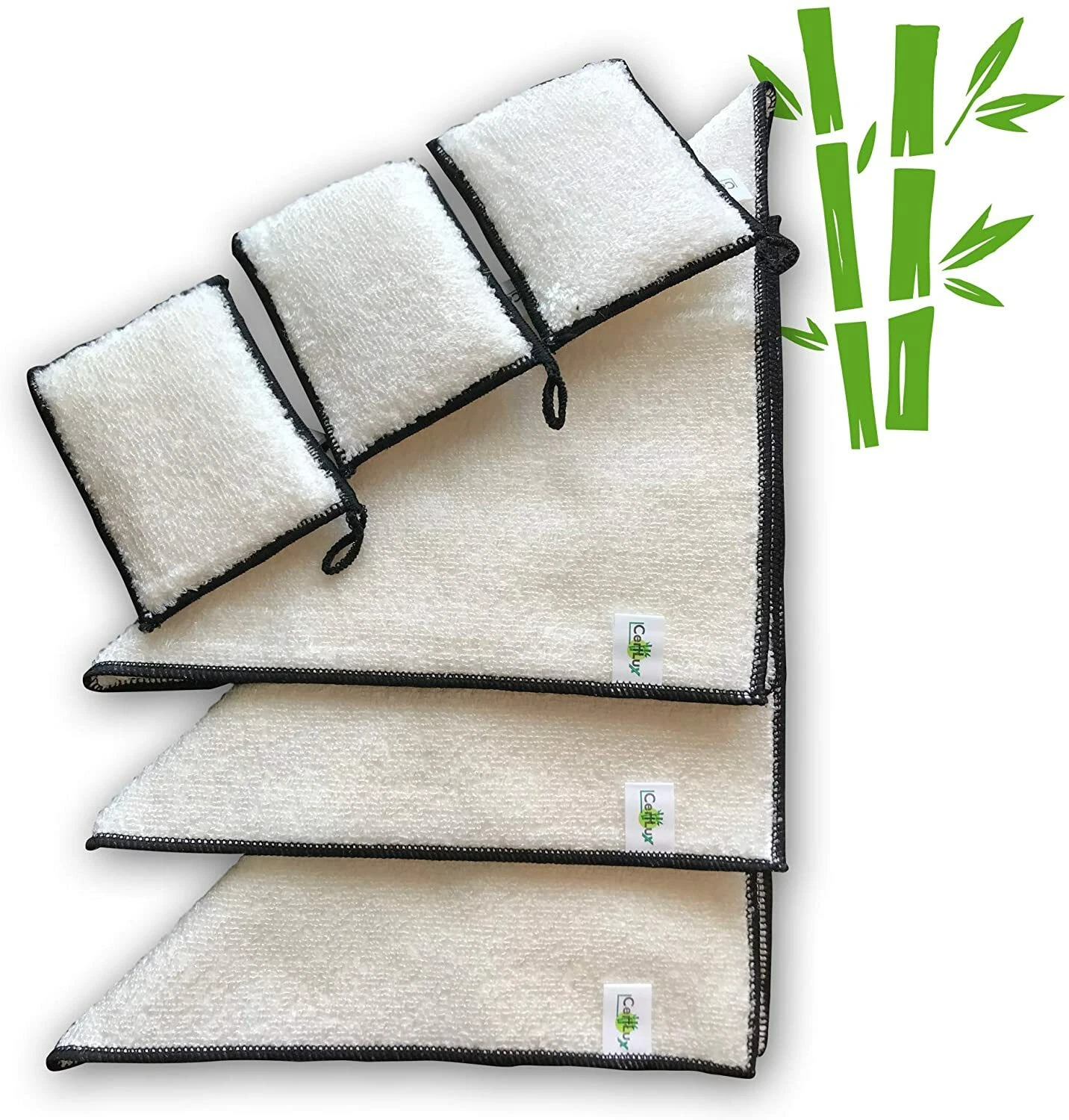 6 Pc Lot Certlux Bamboo Fiber Dish Cloths 3 Washcloths, 3 Sponges White ...