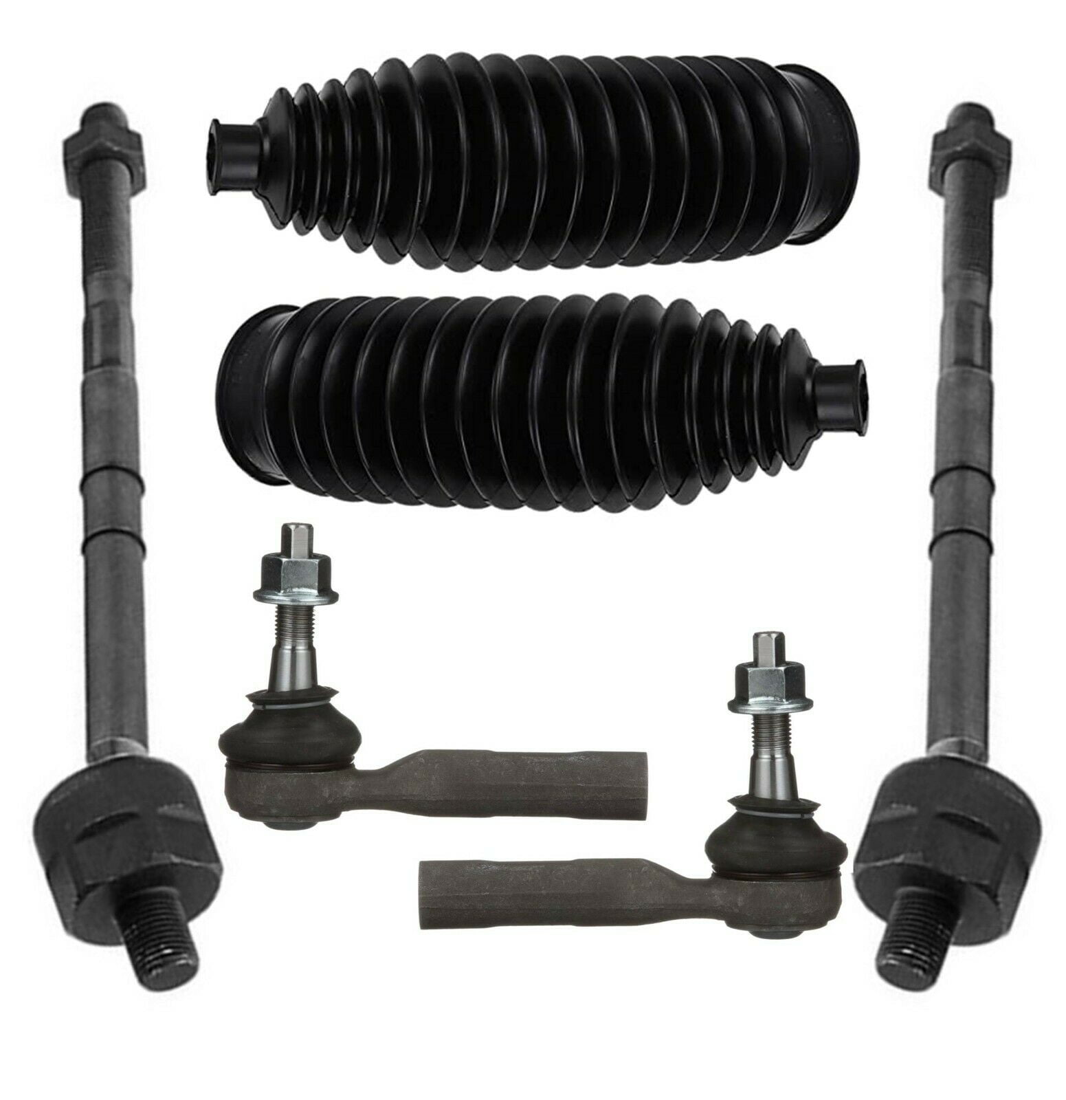 6 Pc Outer Inner Tie Rod Ends + Rack & Pinion Bellow Boots Suspension ...