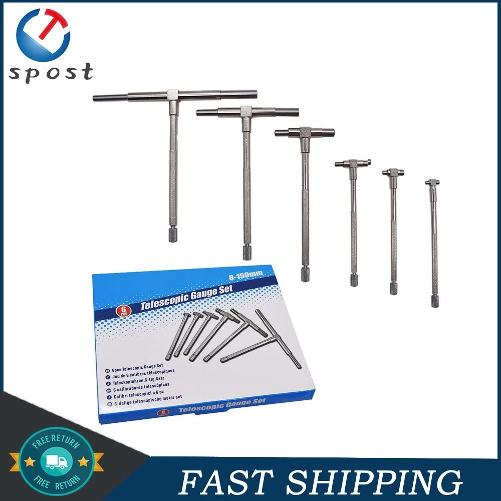 6 Pc Precision Telescoping Gage Set 5/16" To 6" Range T-Bore Hole ...