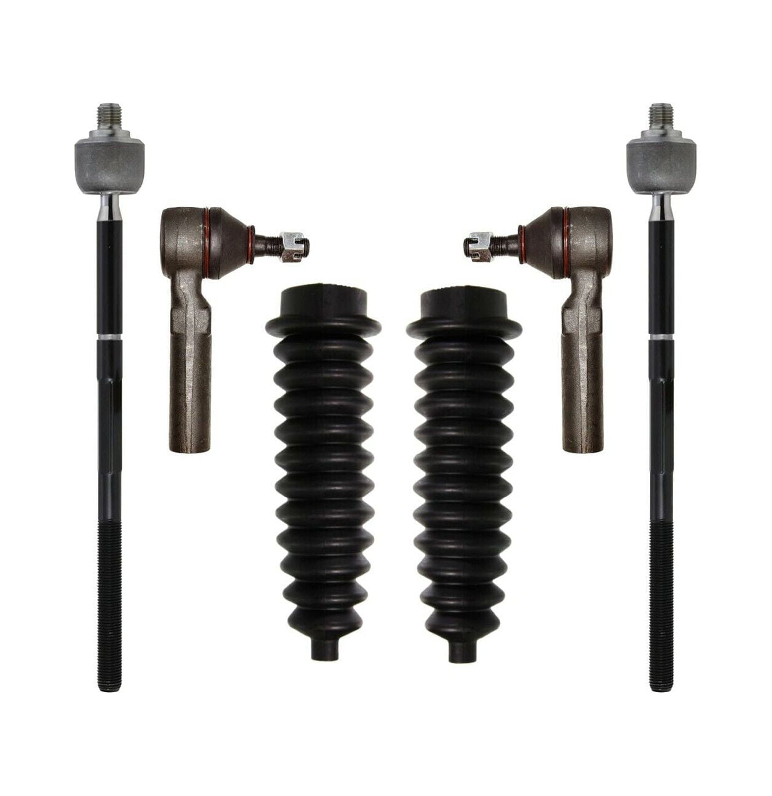 6 Pc Rack & Pinion Bellow Boots Outer & Inner Tie Rod Ends Kit Fits ...