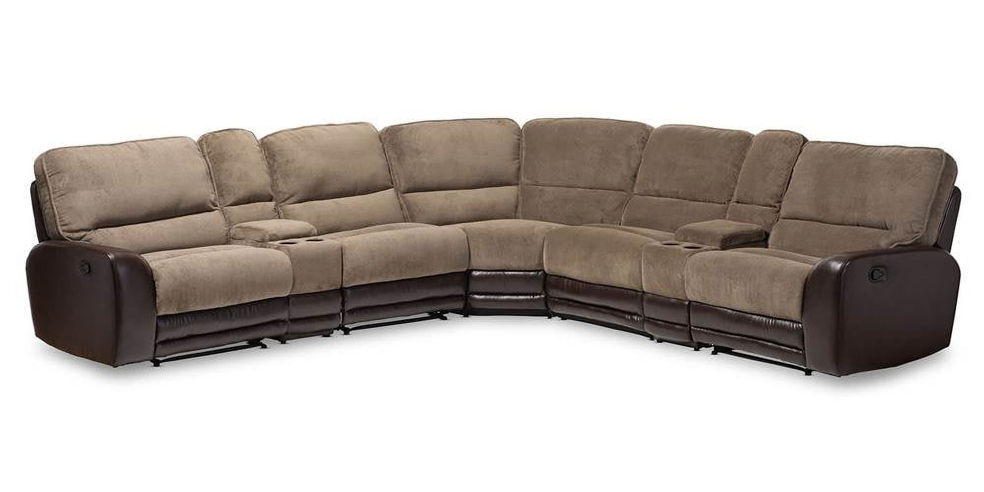 Baxton Studio Taupe Fabric and Brown Faux Leather Two-Tone Sectional ...