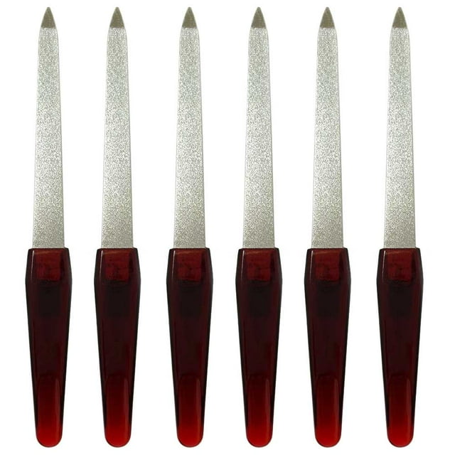 6 Pc Professional Sapphire Nail Files, Stainless Steel, Dual Sided ...