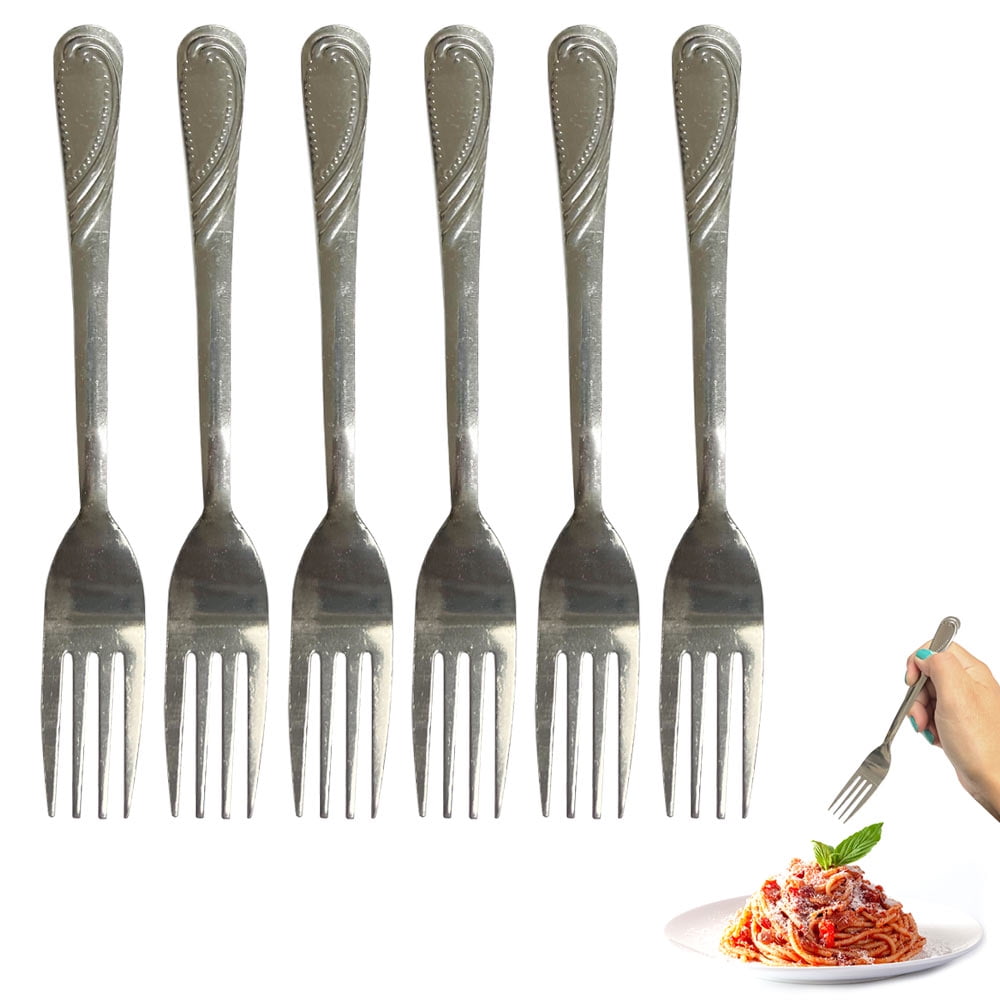 6 Pc Stainless Steel Dinner Forks Table Flatware Set Cutlery Heavy Duty ...