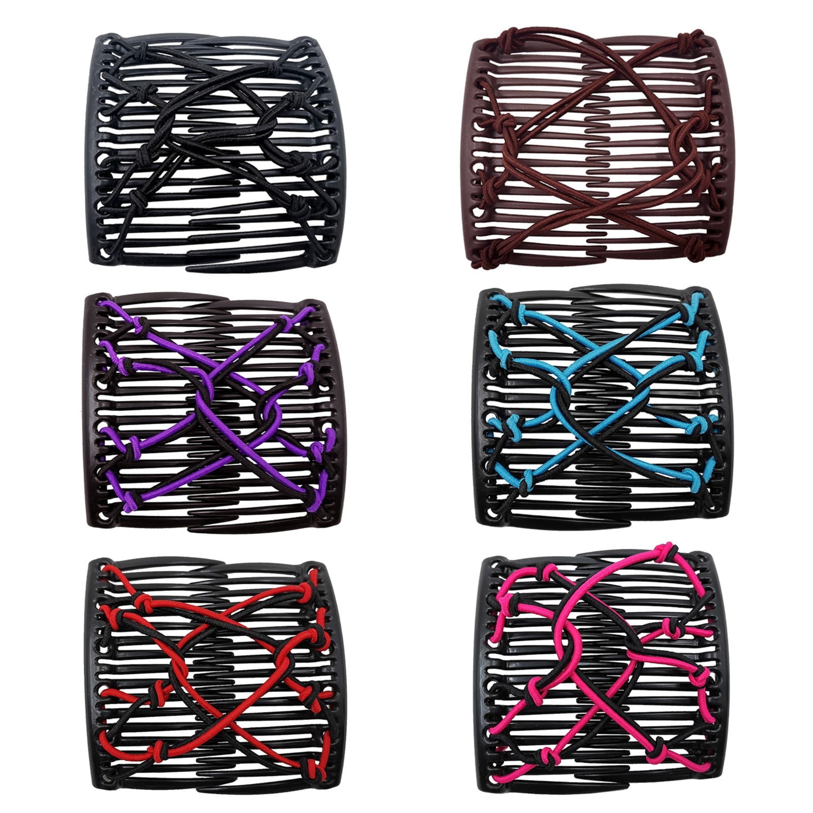 6 Pc Stretchy Double Comb Hair Clip Adjustable Elastic Hair Comb No ...