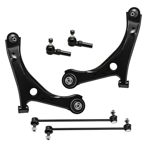 6 Pc Suspension Kit Stabilizer Sway Bar Links, Outer Tie Rod Ends, Lower Control Arms with Ball ...