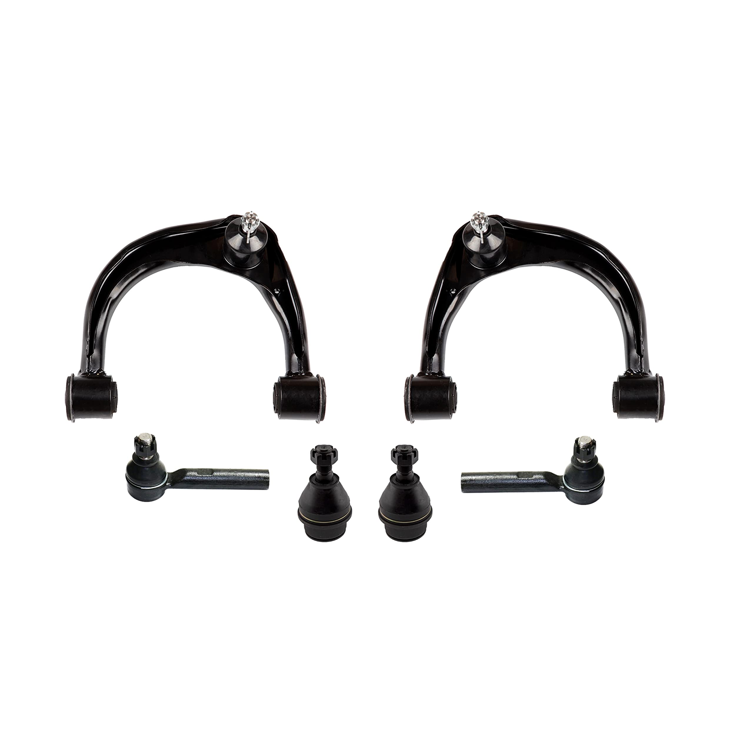 6 Pc Upper Control Arms + Lower Ball Joints + Outer Tie Rod Ends, Front ...