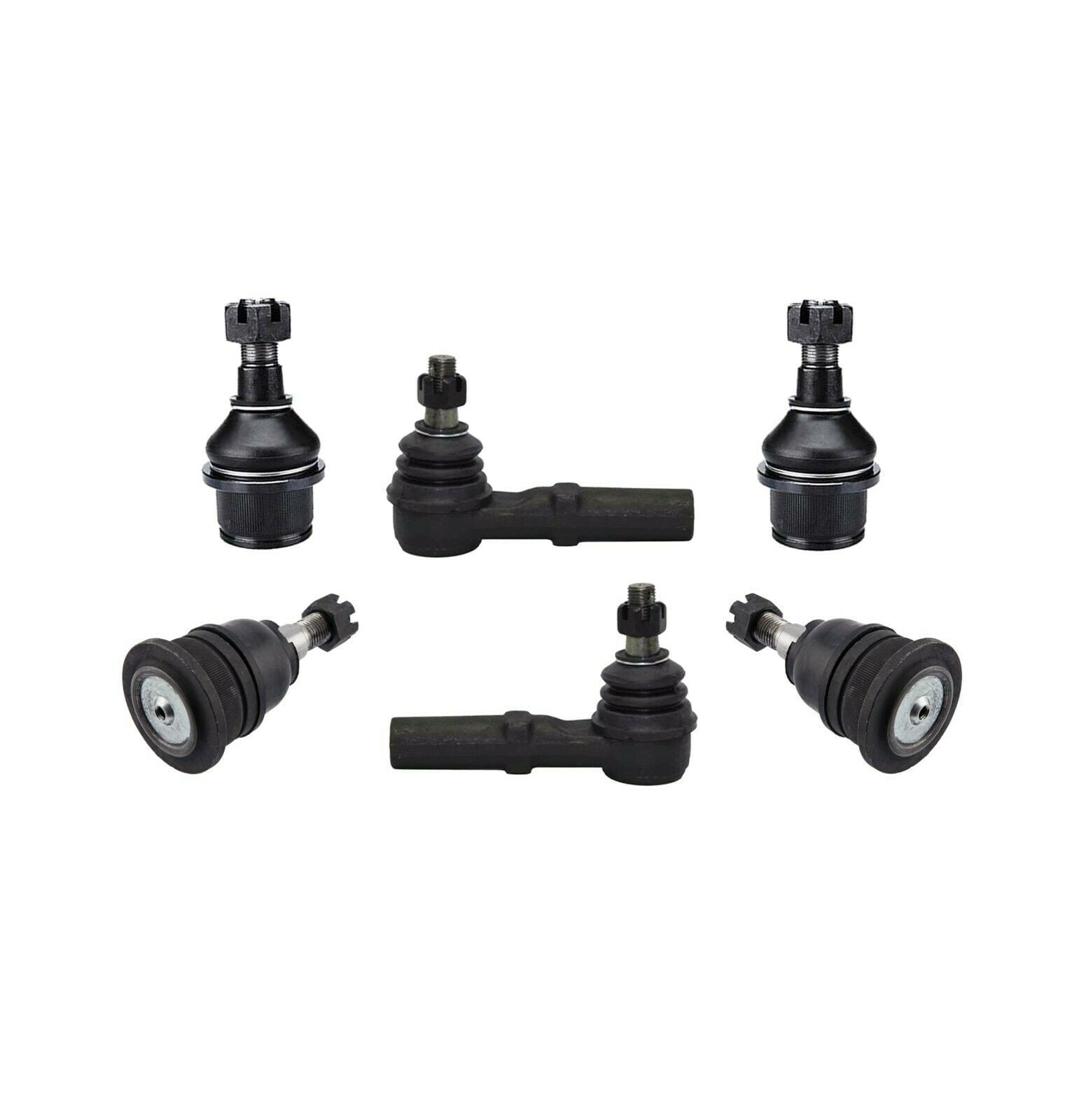 6 Pc Upper & Lower Ball Joints + Outer Tie Rod Ends Suspension Kit for ...