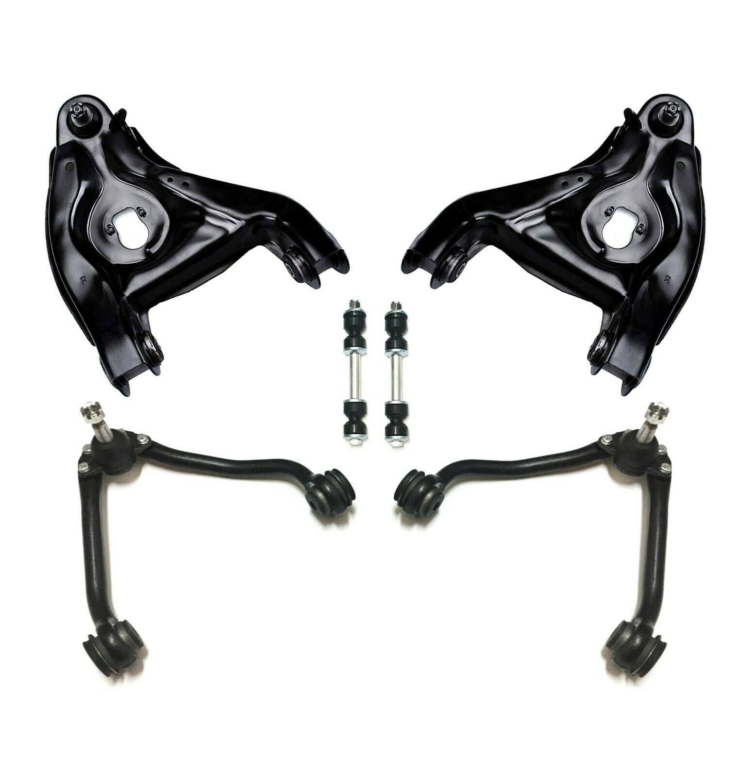 6 Pc Upper & Lower Control Arms with Ball Joints + Stabilizer Sway Bar ...