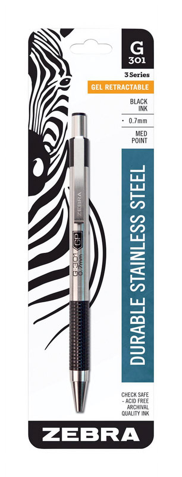 6 Pc, Zebra G-301 Black Retractable Gel Pen 1 Pk - Walmart.com