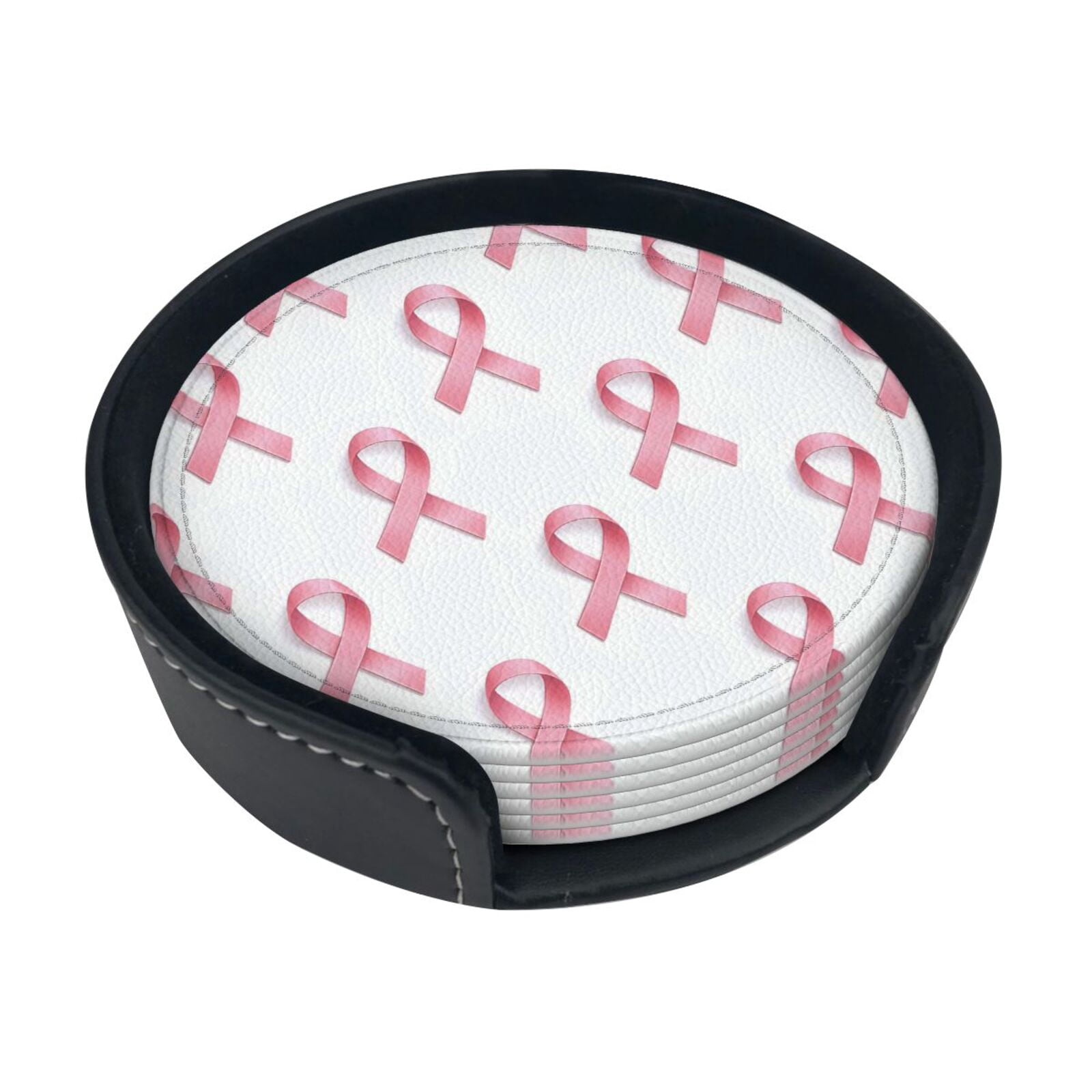 6 Pce Leather Coasters 3.9in With Coasters Storage Box Antifouling And ...
