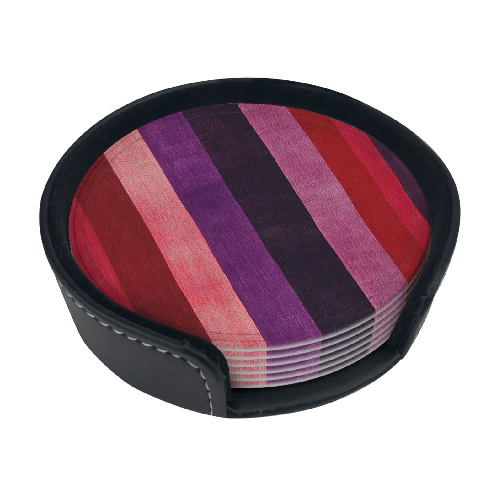 6 Pce Leather Coasters 3.9in With Coasters Storage Box Antifouling And ...