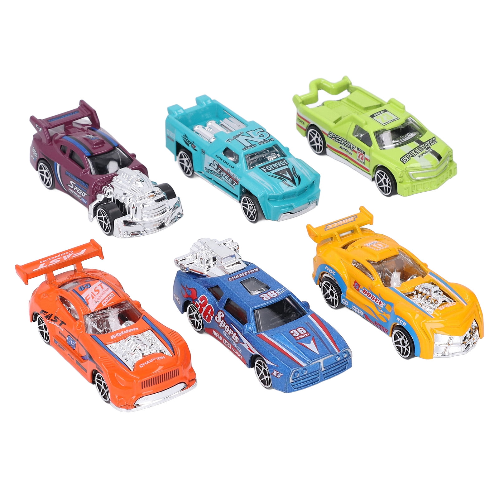 6 Pcs 1:64 Scale Alloy Racing Cars Set High Simulation Collectible ...