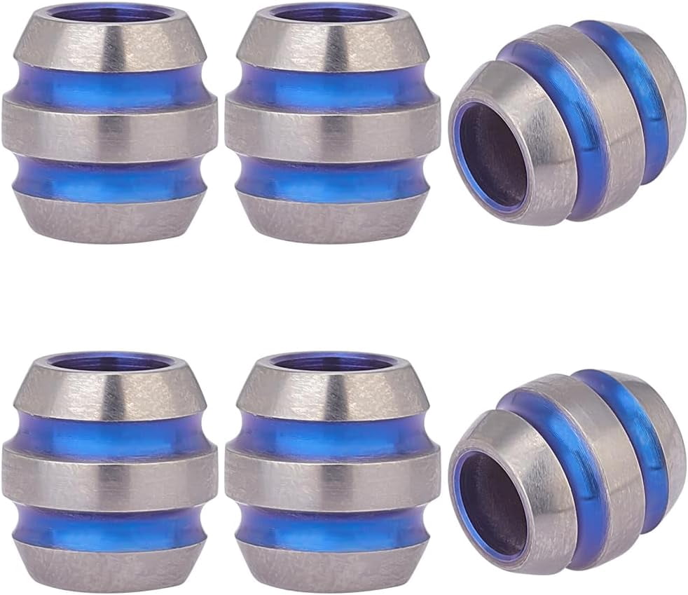 6 Pcs 10mm Titanium Alloy Lanyard Bead Paracord Bead Groove Barrel ...