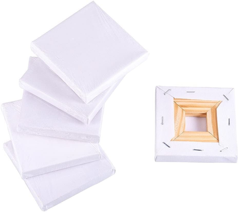 6Pcs 10x10cm Mini Canvas Panel Painting Craft Tiny Wooden Sketchpad ...