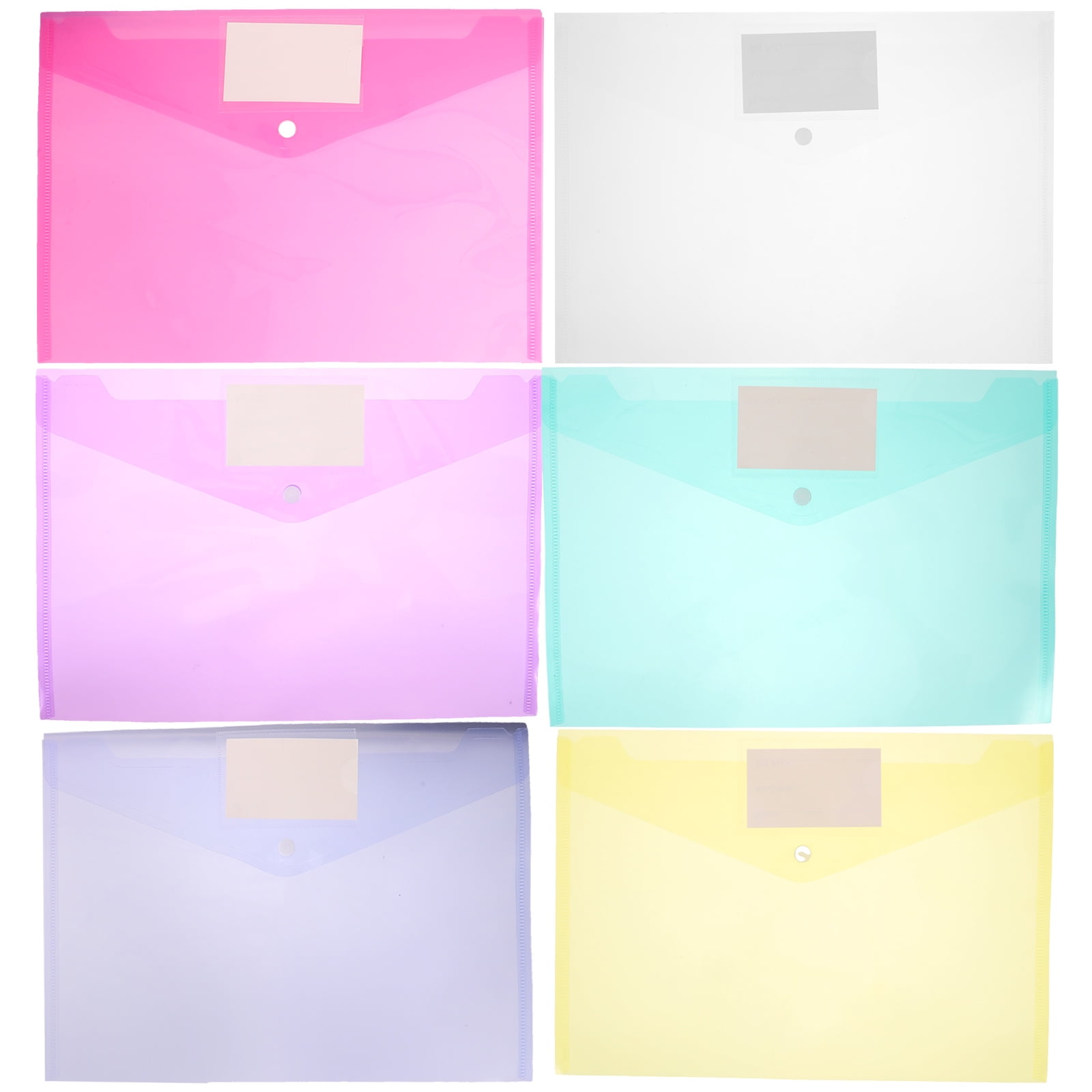6 Pcs 11 Hole Transparent File Bag with Snap Button Waterproof A4 ...