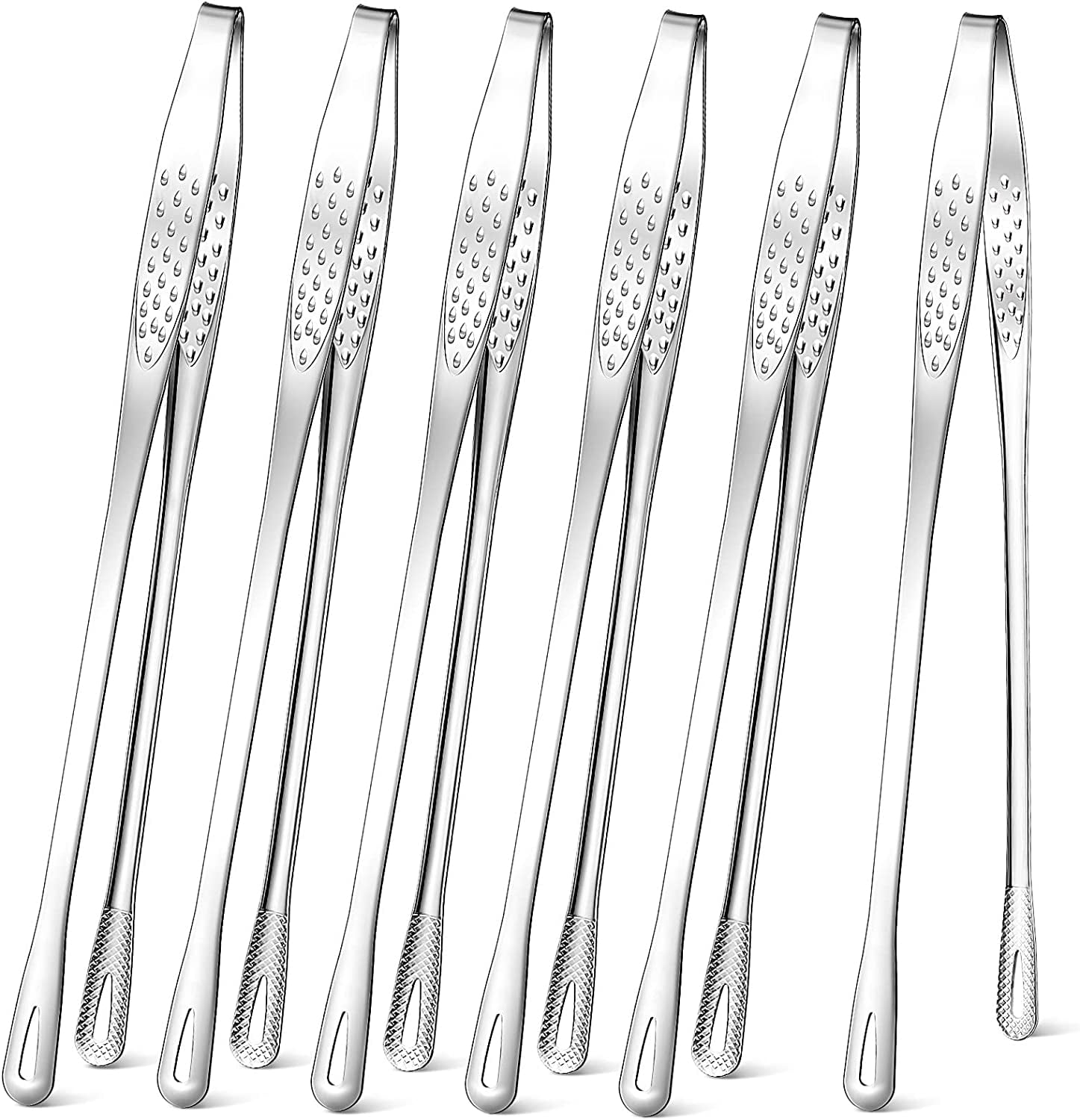 6 Pcs 11 Inches BBQ Tongs Stainless Steel Grill Tongs Japanese Barbecue ...