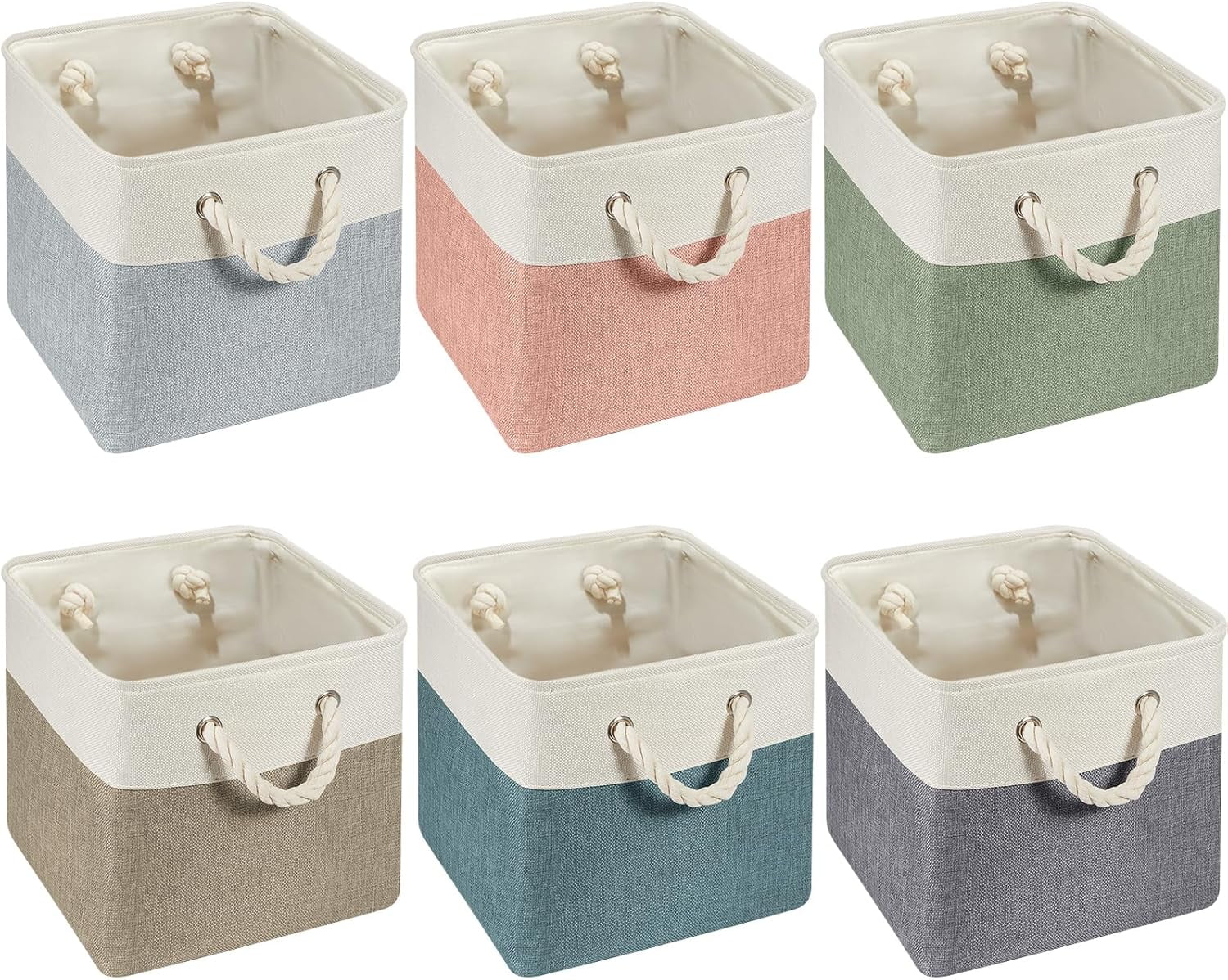 6 Pcs 11 x 11 Inch Cube Storage Bins Fabric Cube Storage Organizer Bins ...