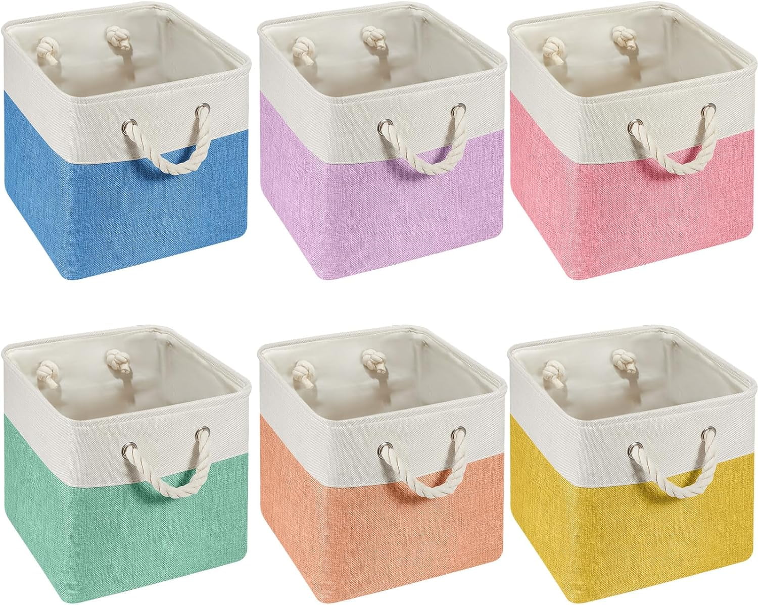 6 Pcs 11 x 11 Inch Cube Storage Bins Fabric Storage Organizer Bins ...