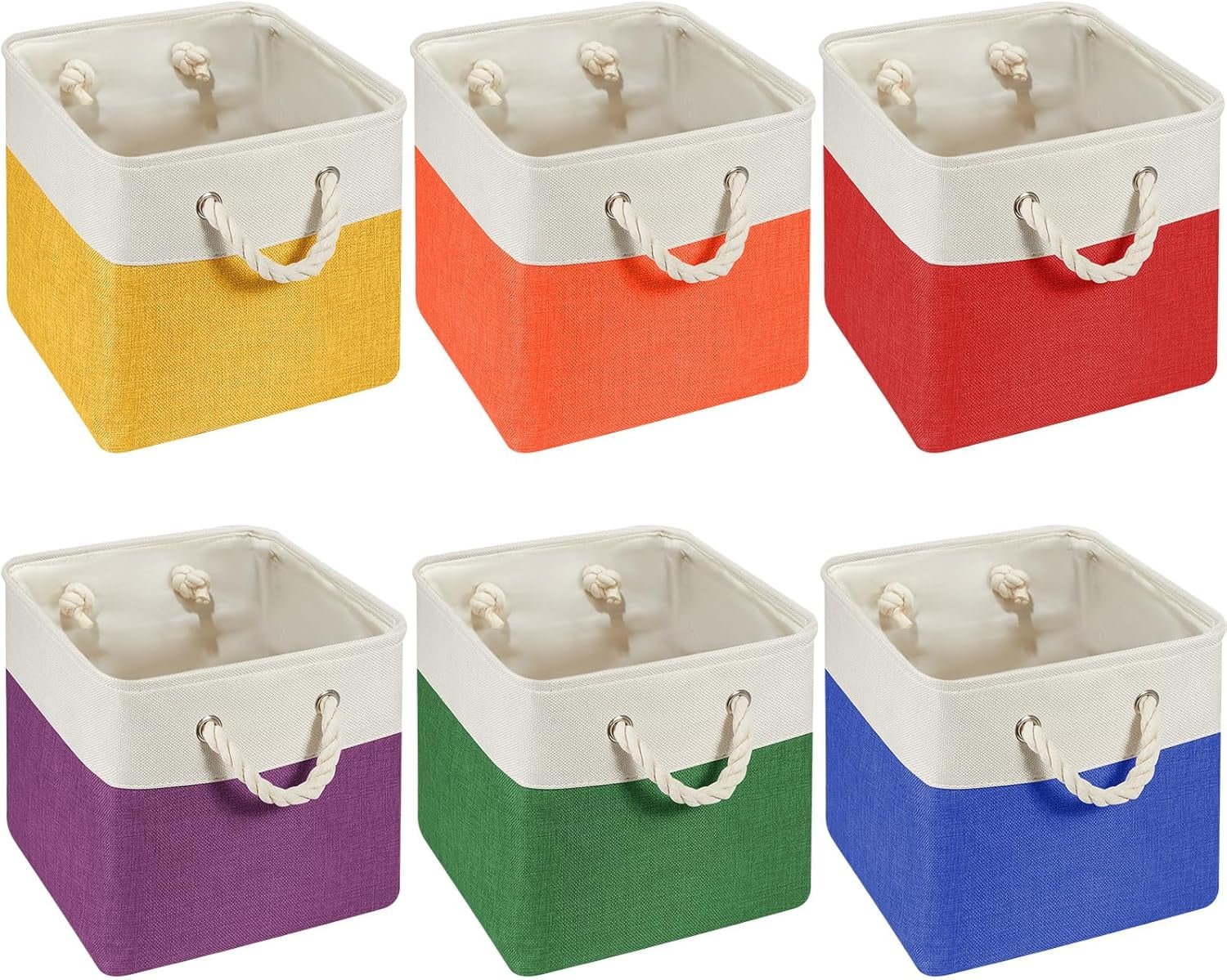 6 Pcs 11 x 11 Inch Cube Storage Bins Fabric Storage Organizer Bins ...
