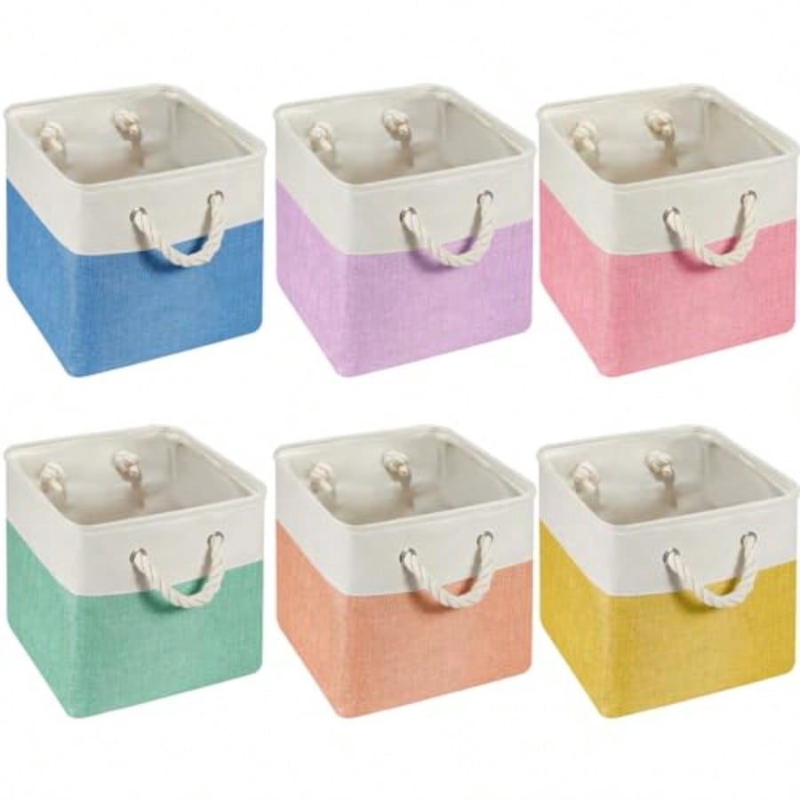 6 Pcs 11 x 11 Inch Cube Storage Bins Fabric Storage Organizer Bins ...
