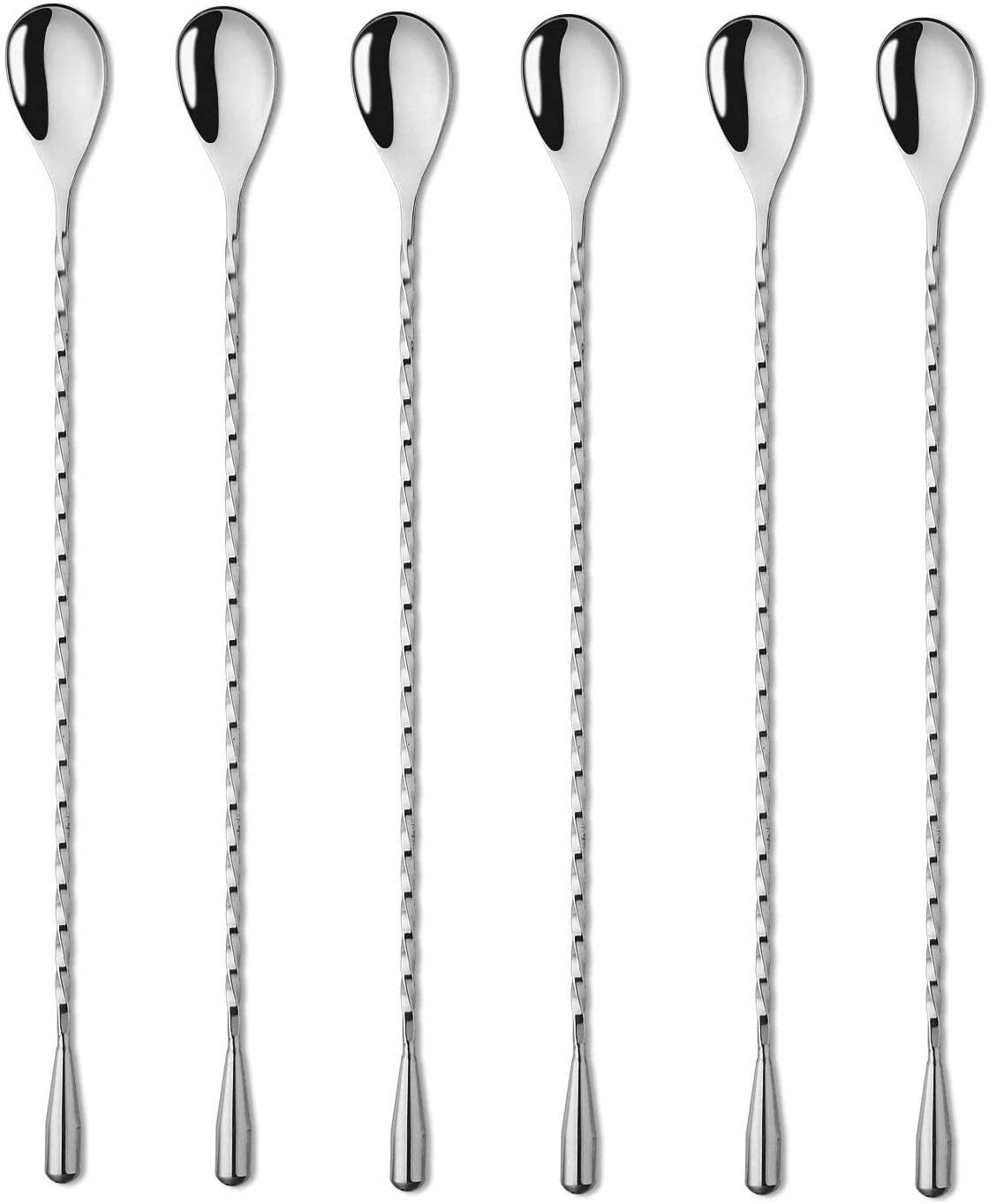6 Pcs 12 Inch Bar Mixing Spoon Cocktail Spoon Stainless Steel Bar Long ...