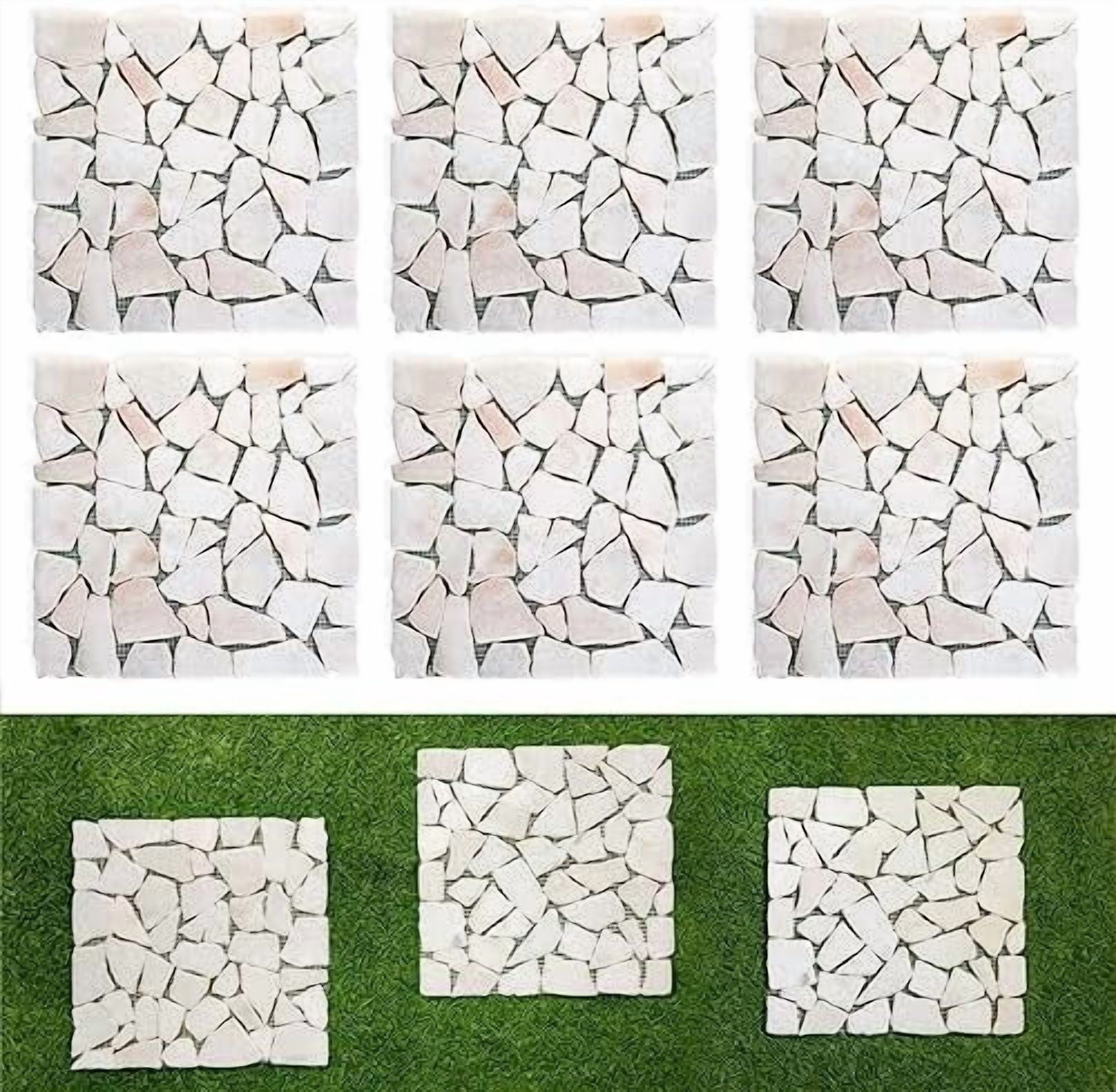 6 Pcs 12 Inch Stepping Stones Outdoor Square Marble Riverstone ...