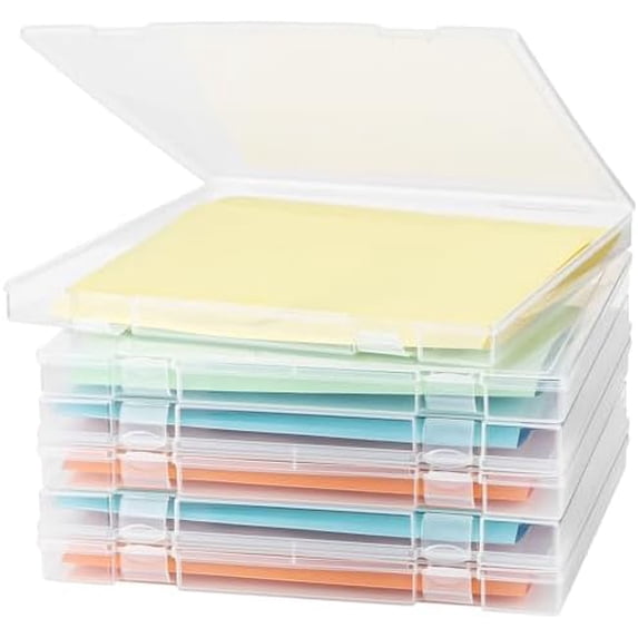 6 Pcs 12x12 Paper Storage, Stackable Plastic File Storage Box Set for ...