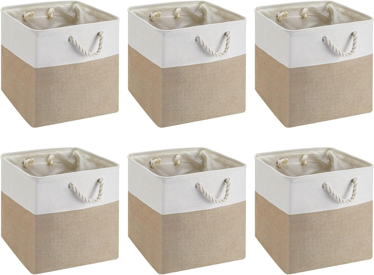 6 Pcs 13 x 13 Inch Cube Storage Bins Fabric Storage Organizer Bins ...